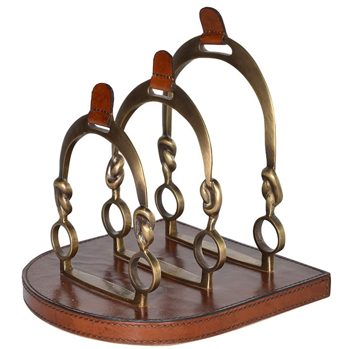EXP045 brown leather metal letter rack - Interior Flair
