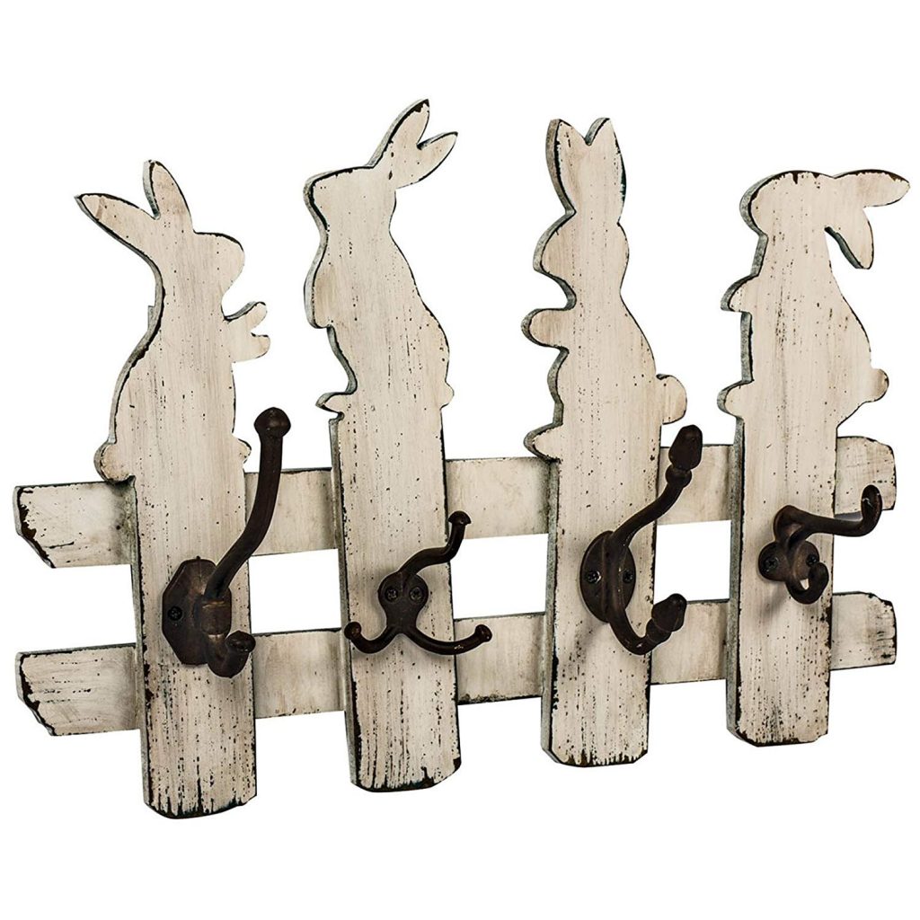 Shabby Chic Bunny Rabbit White Hooks - Interior Flair