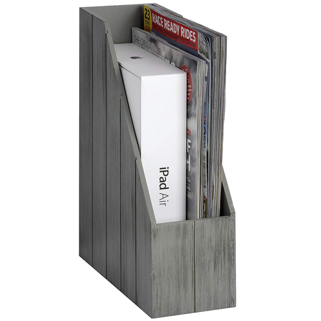 15704-a Grey White Mr Organised Wooden Storage Box Holder - Interior Flair