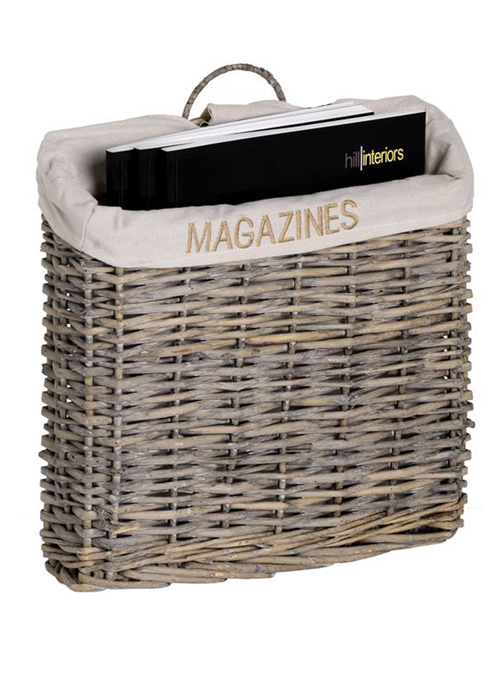 2610 rustic wicker fabric magazine rack - Interior Flair