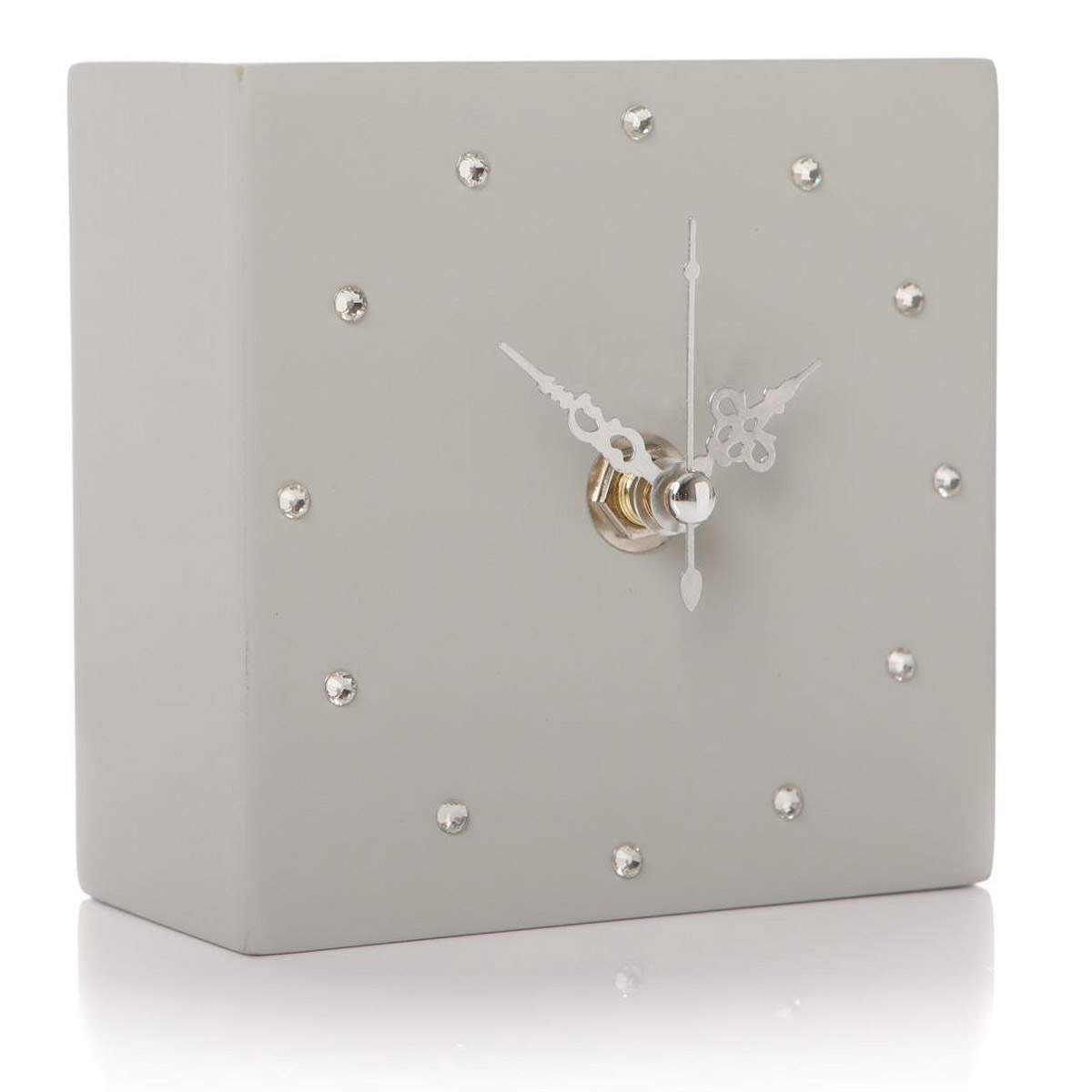 Light Grey Cube Square Silver Clock - Interior Flair