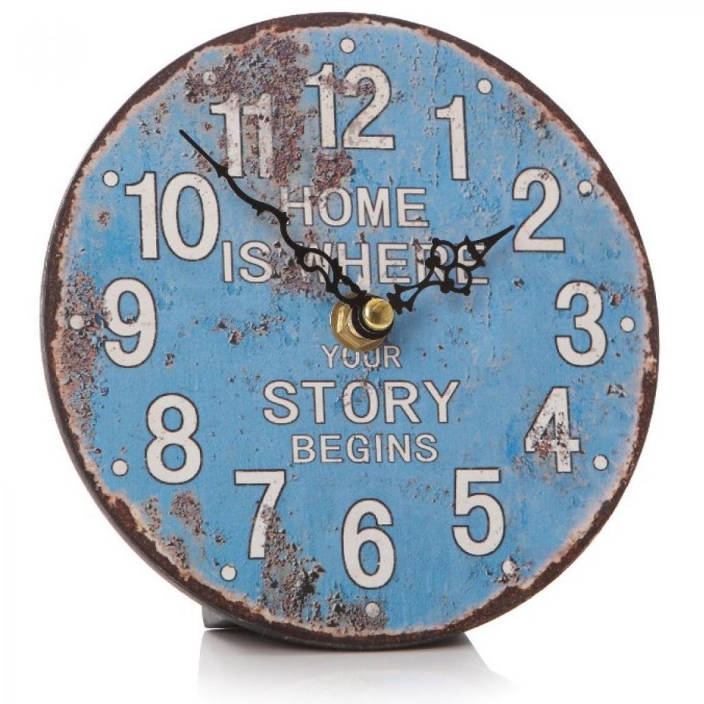 Vintage Style Home Story Blue Clock - Interior Flair