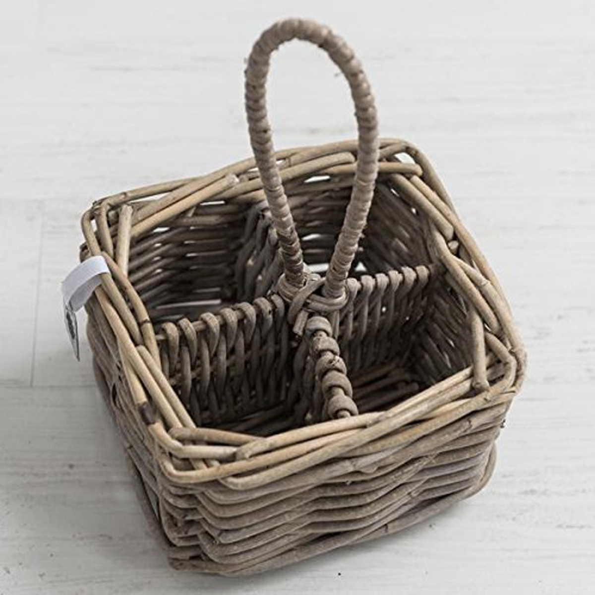 Rustic Brown Grey Wicker Oil Vinegar Condiment Dressing Basket Bottle ...