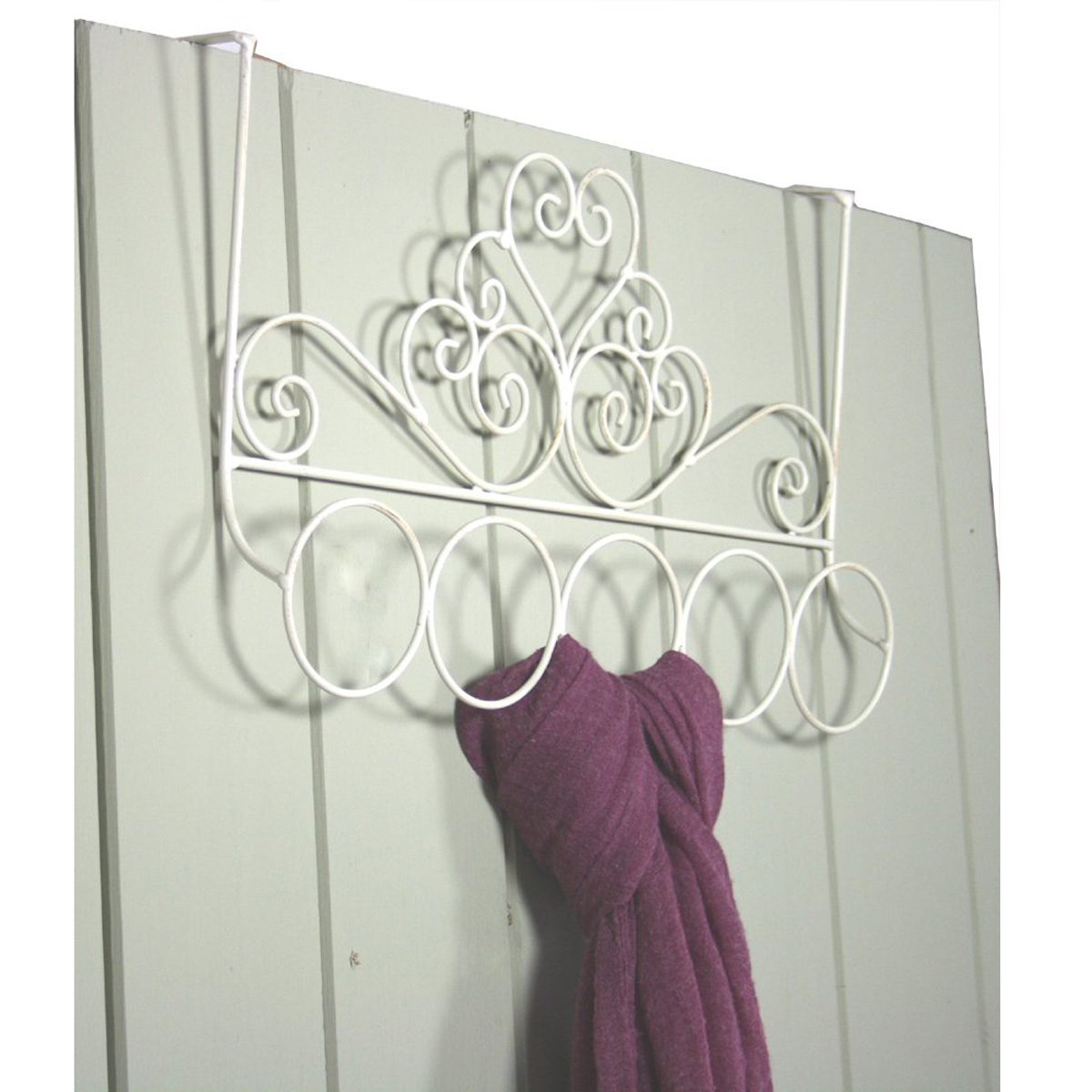 YF1054-1 Shabby Chic Cream Ivory Scroll Metal Over Door Scarf Hanger ...