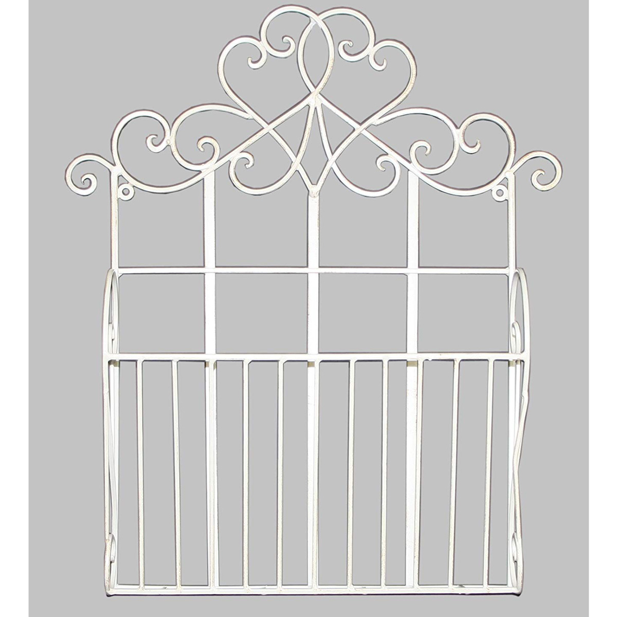 YF1063 Ornate Decorative Scroll Cream Metal Magazine Rack Holder ...