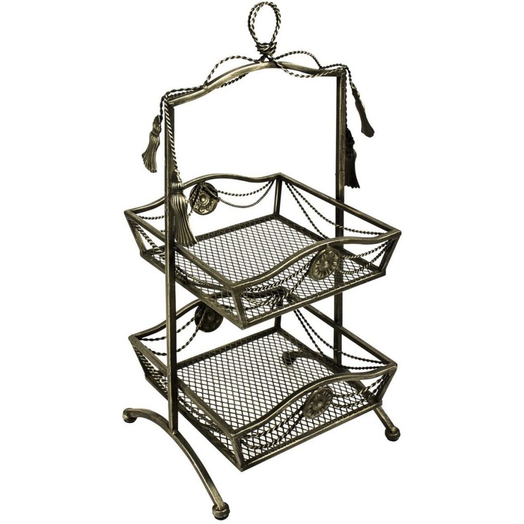 Antiqued Silver 2 Tier Storage Stand - Interior Flair
