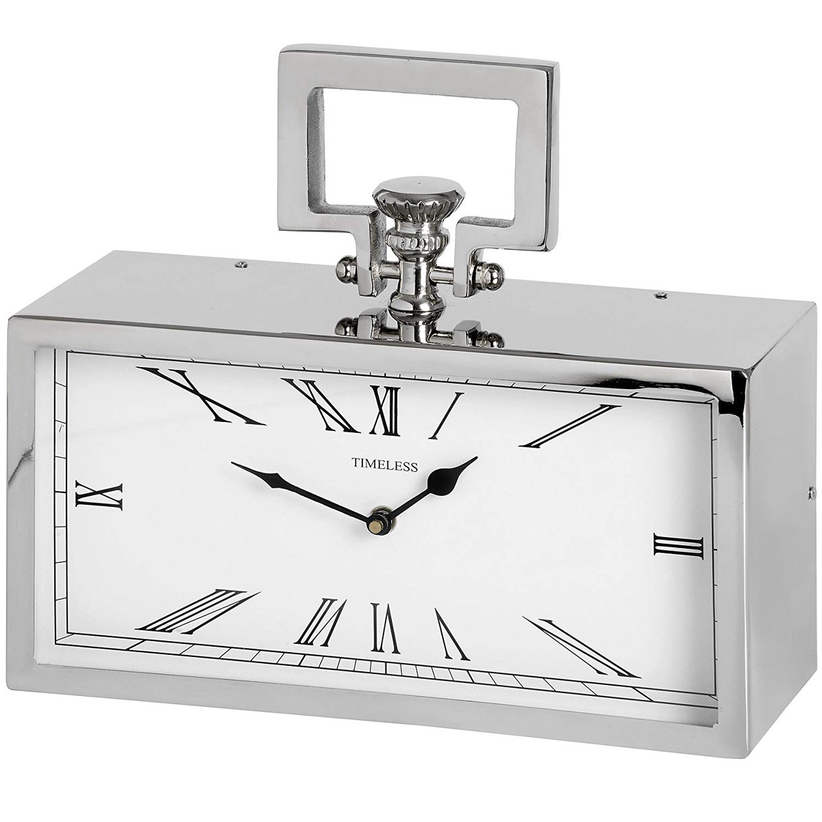 17281 Pocket Watch Style Silver Polished Nickel Mantel Rectangle Clock ...
