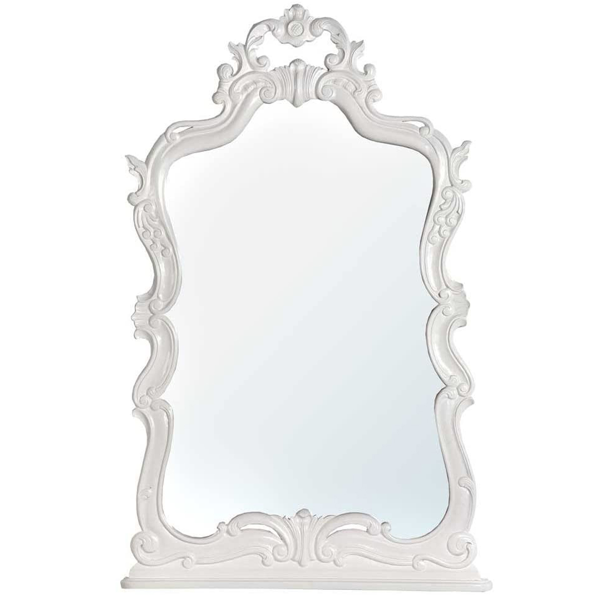 J6006-TW Ornate White Wooden Large Wall Mirror - Interior Flair