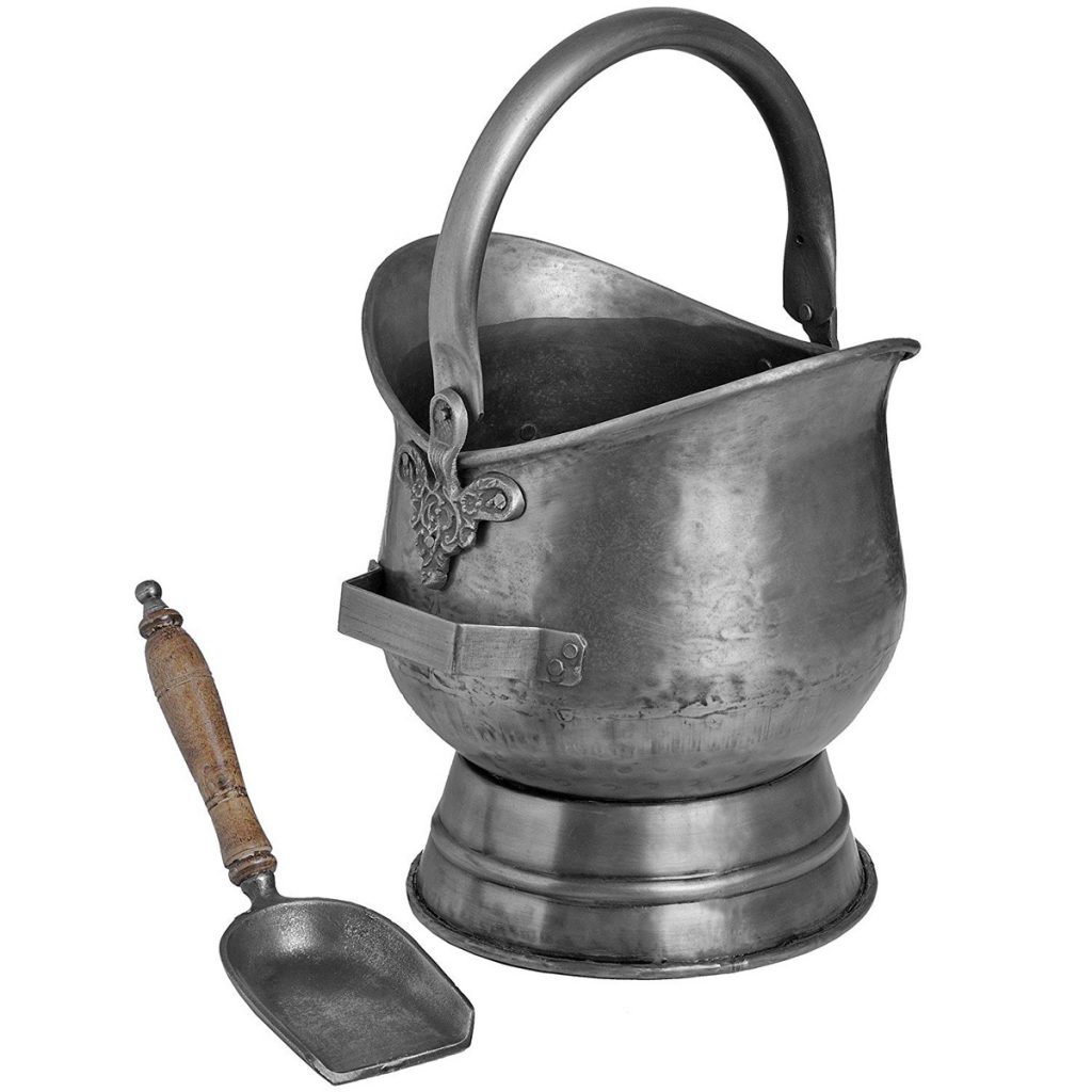 Antique Grey Coal Scuttle With Shovel - Interior Flair