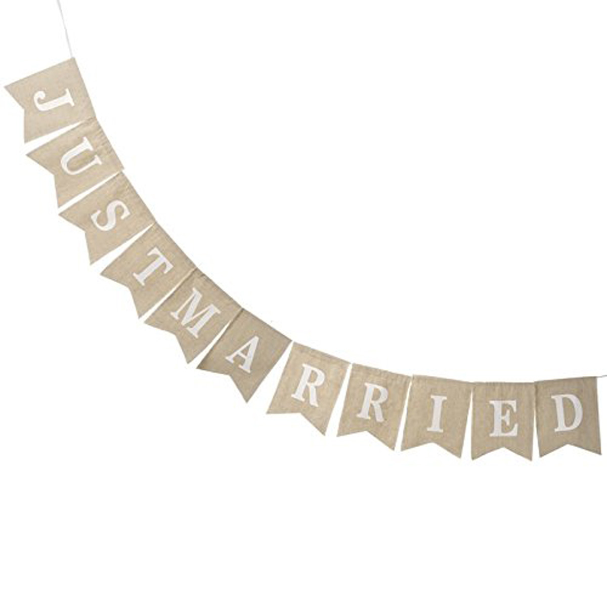 Just Married White Beige Wedding Garland - Interior Flair