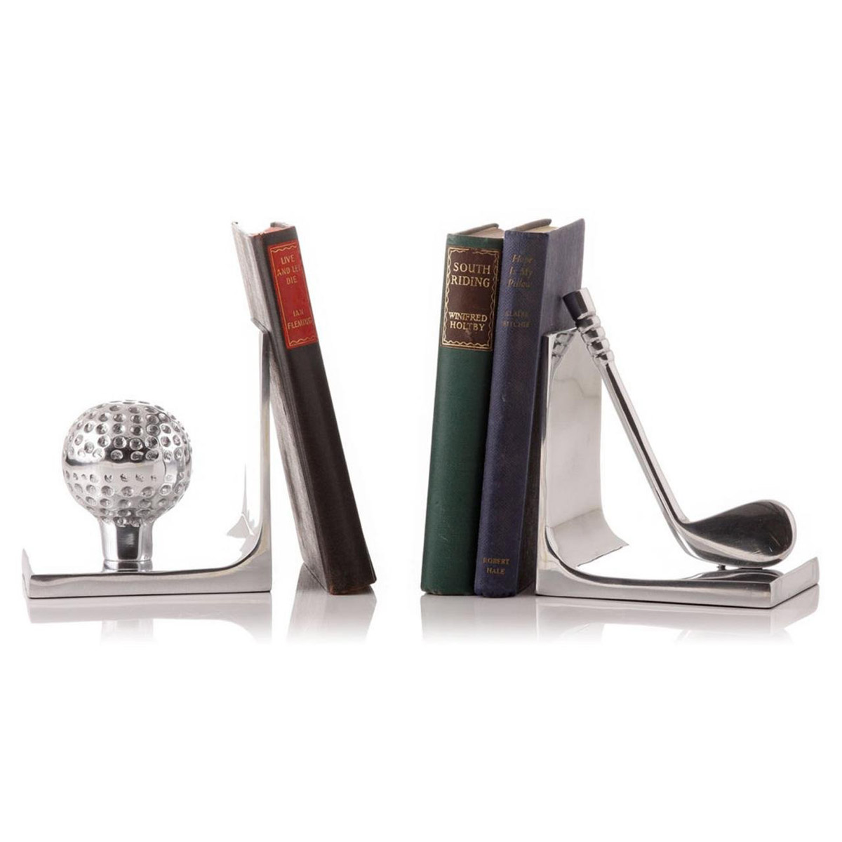 42410_Golf Club Ball Silver Bookends - Interior Flair
