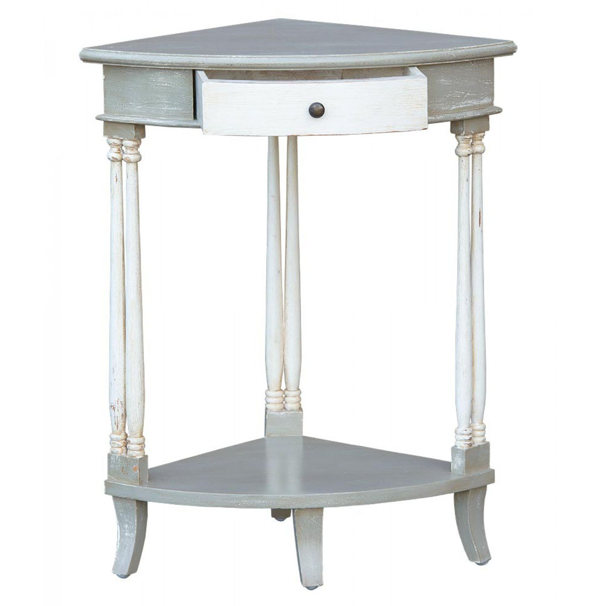 js1007-gyaw-det1 Vintage Grey White Corner Table - Interior Flair