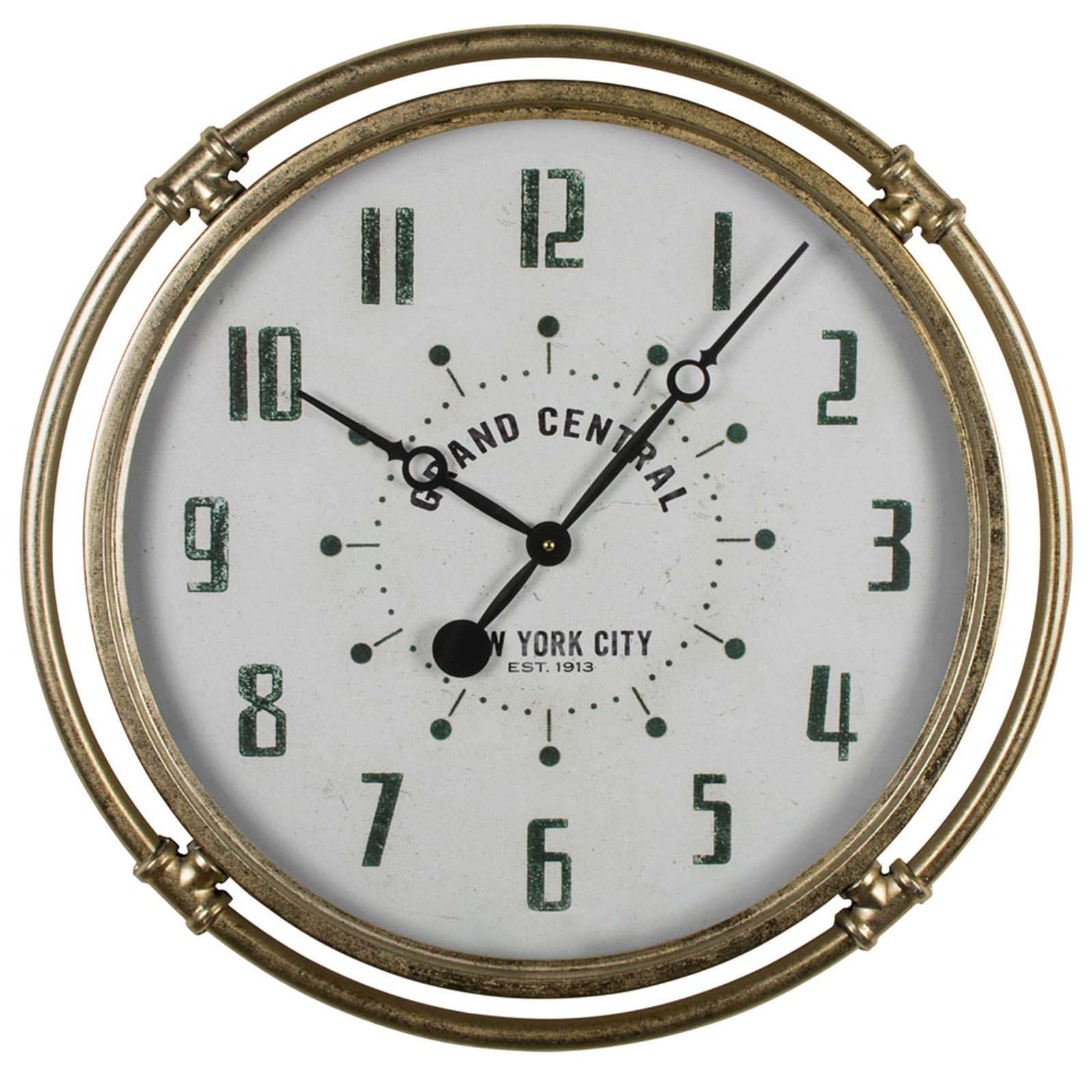 Antiqued Gold Grand Central Wall Clock - Interior Flair