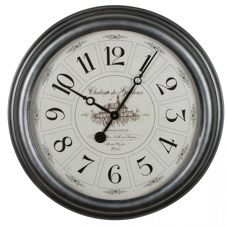 French Vintage Style Gunmetal Grey Clock a - Interior Flair