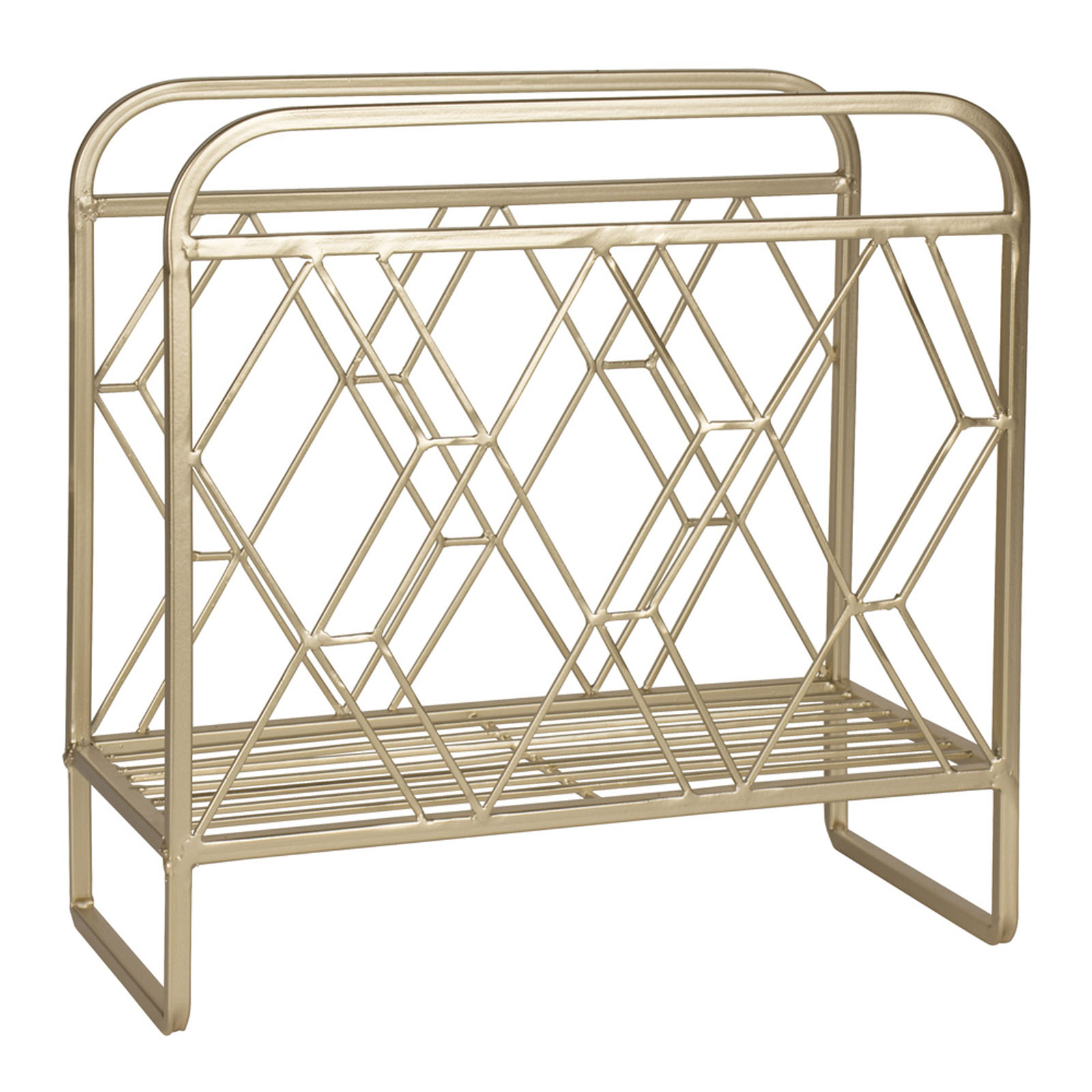 Geometric Gold Metal Newspaper Magazine Rack c - Interior Flair