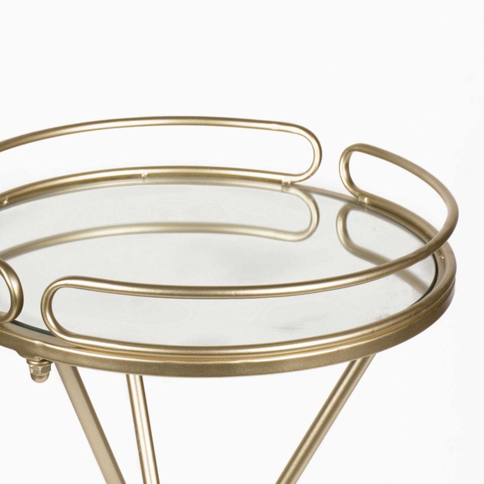 Gold Metal Mirrored Glass Round Table - Interior Flair