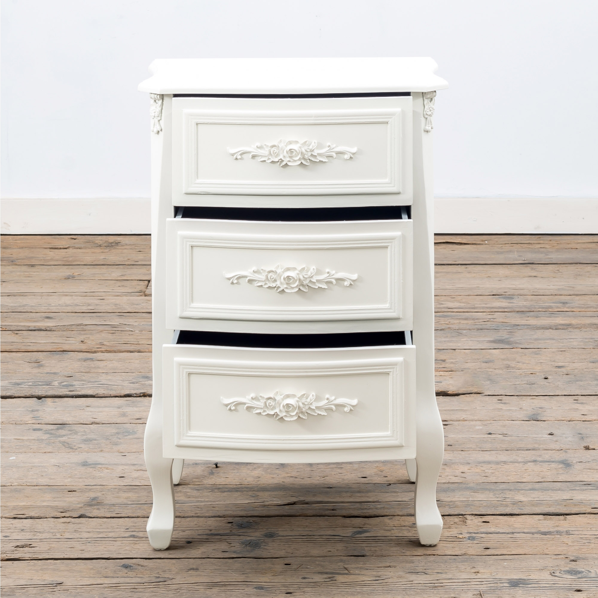 tfg-222-wh_open Ornate Soft White Floral Bedside Table - Interior Flair