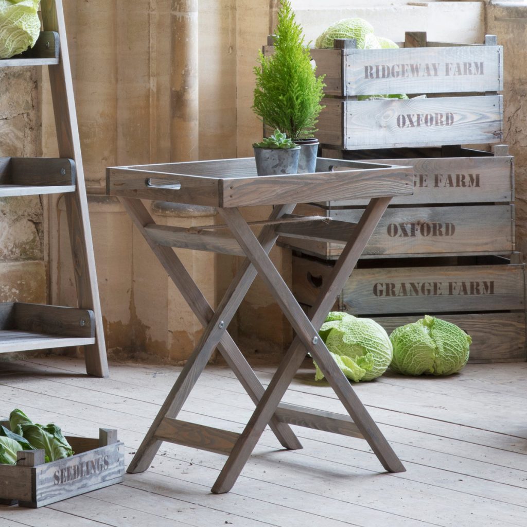 Grey Wooden Folding Butlers Tray Table - Interior Flair