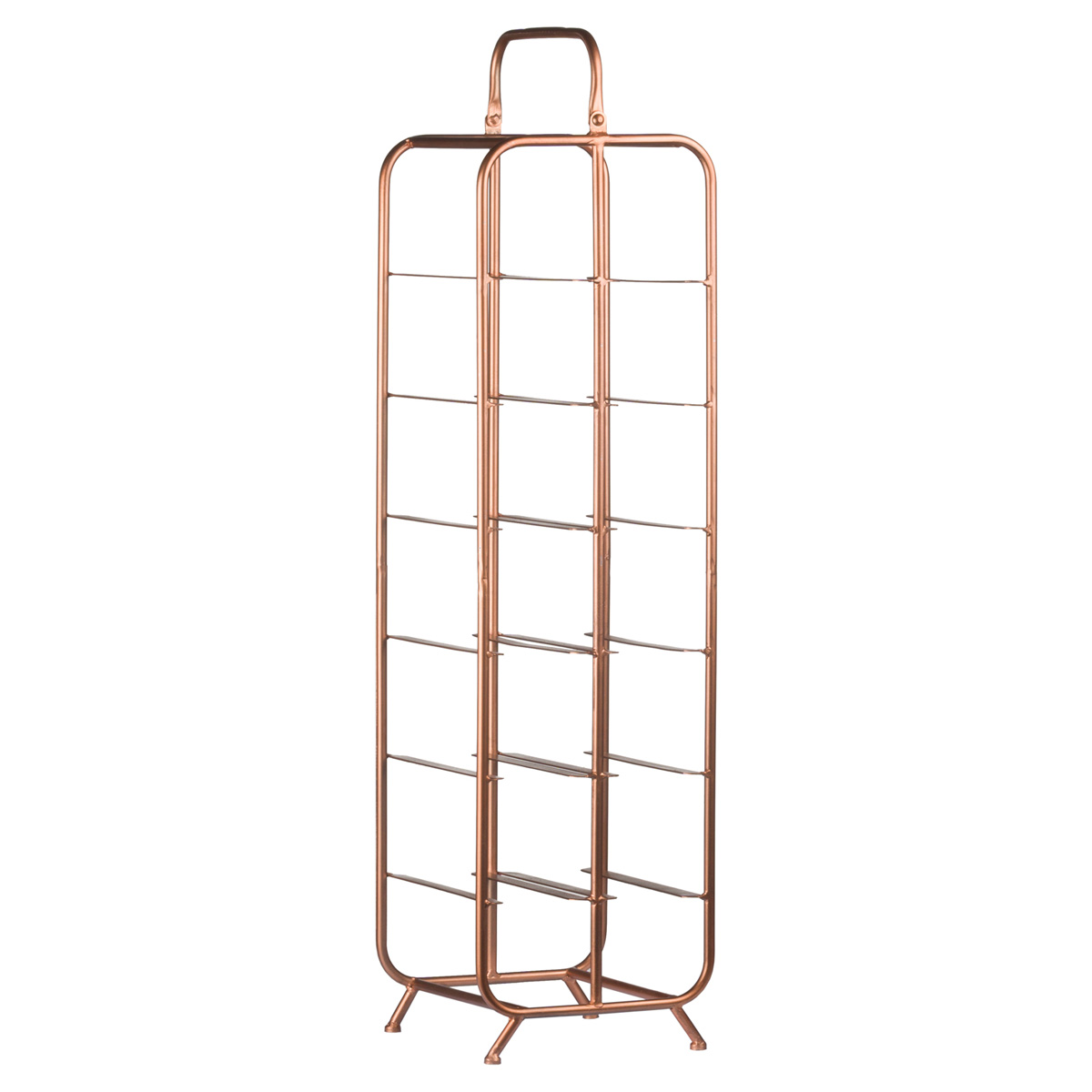 18866 Industrial Style Copper 12 Bottle Rack - Interior Flair