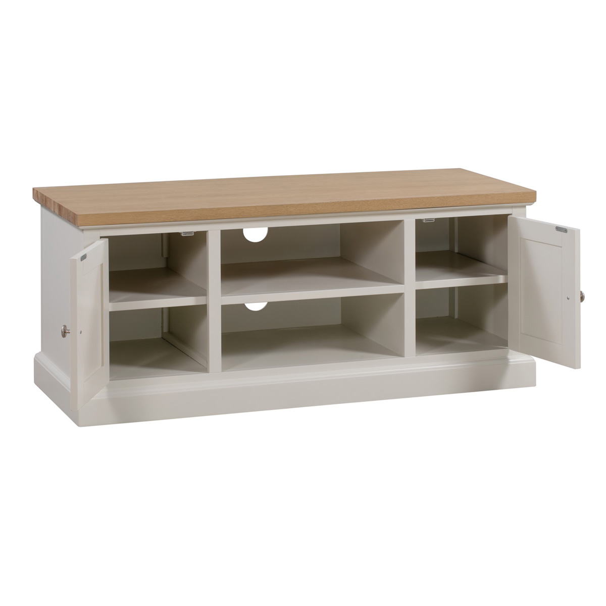 19326-a Farmhouse Style White Wood Silver TV Unit - Interior Flair