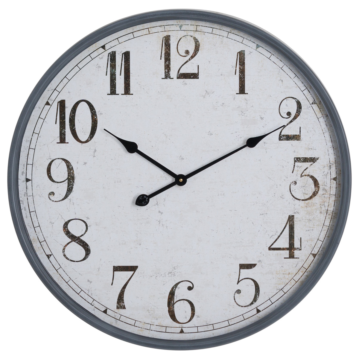 19932 Large Grey Vintage Style Station Clock - Interior Flair