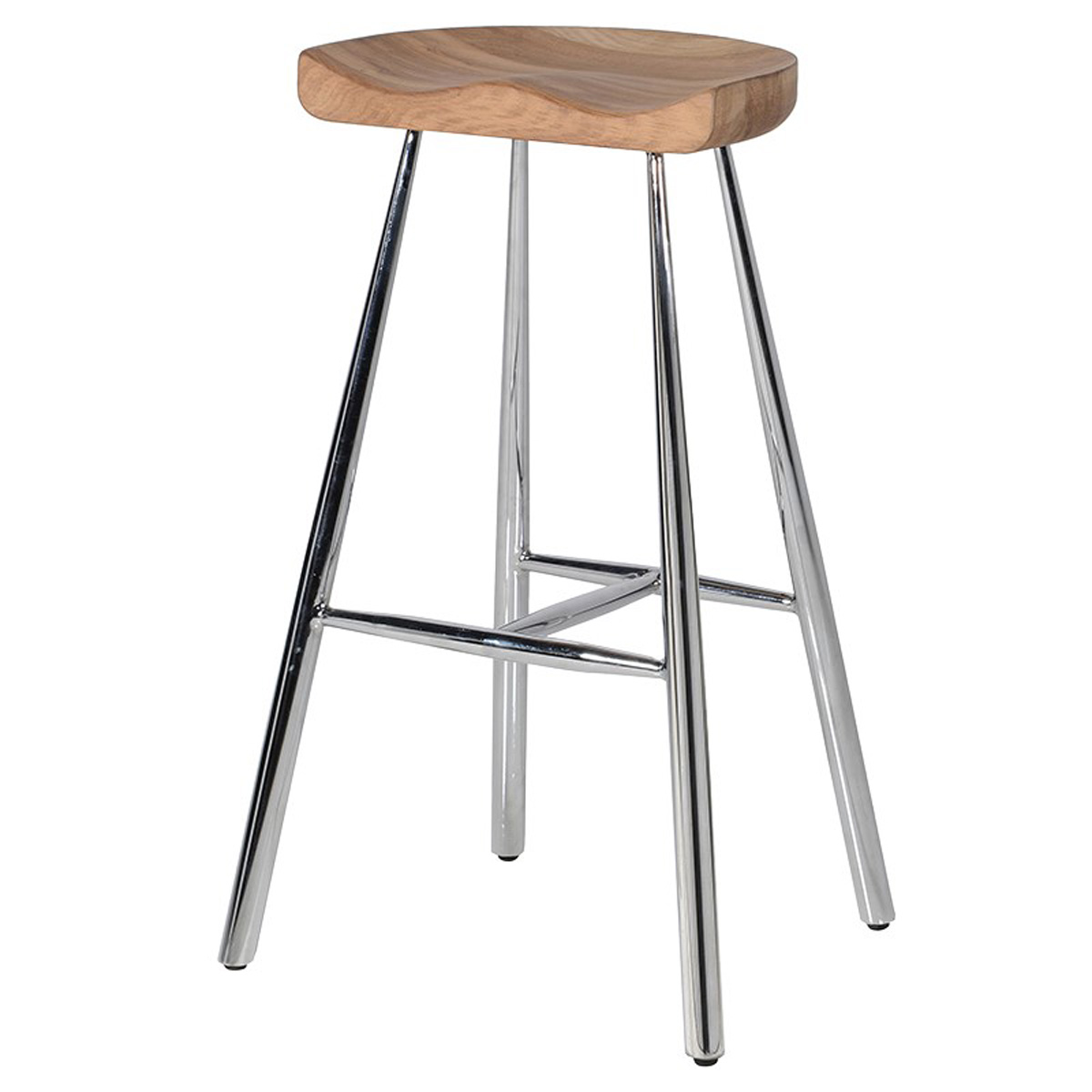 DFC015 Solid Oak Silver Chrome Bar Stool - Interior Flair