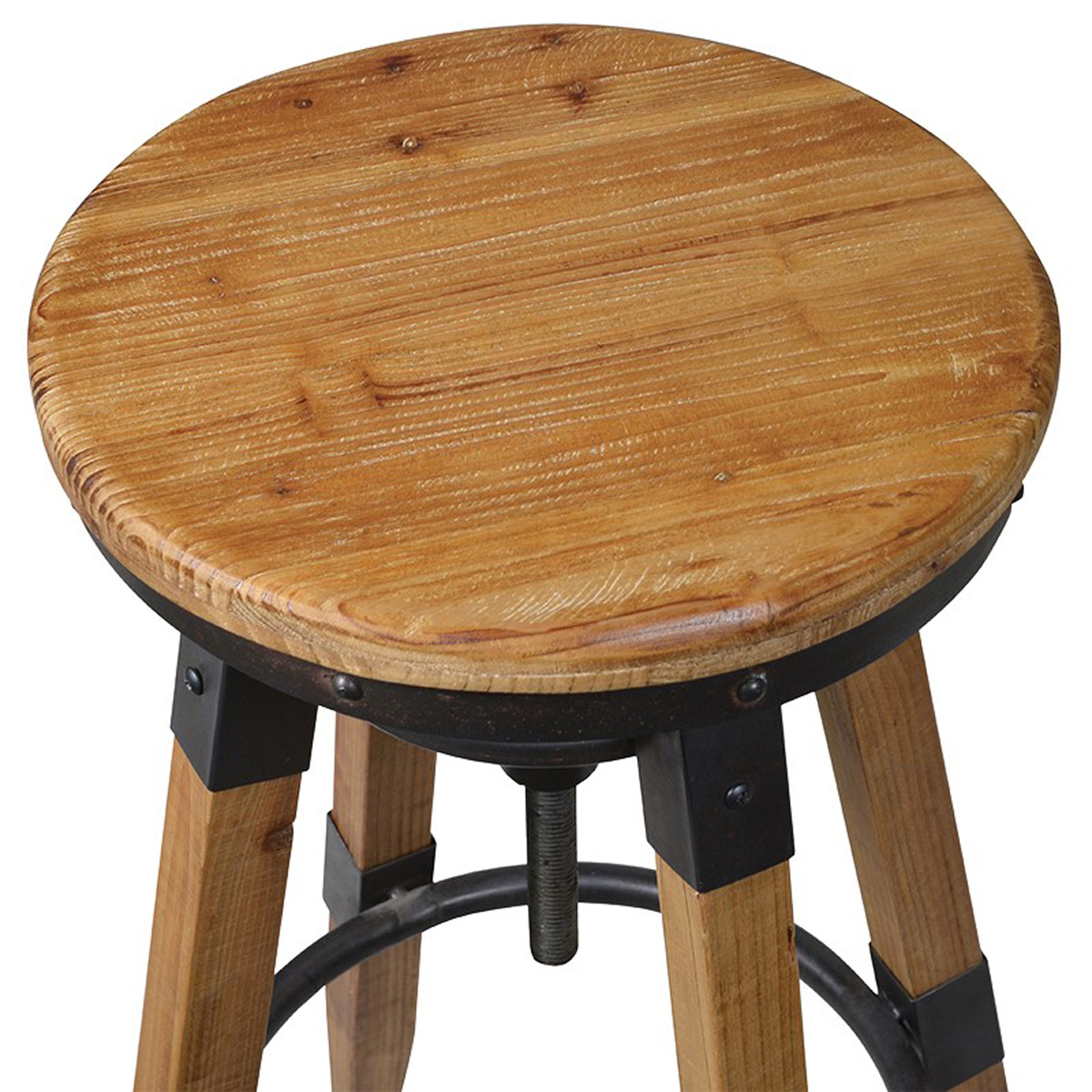 ryh075_2_Sturdy Industrial Style Round Bar Stool - Interior Flair