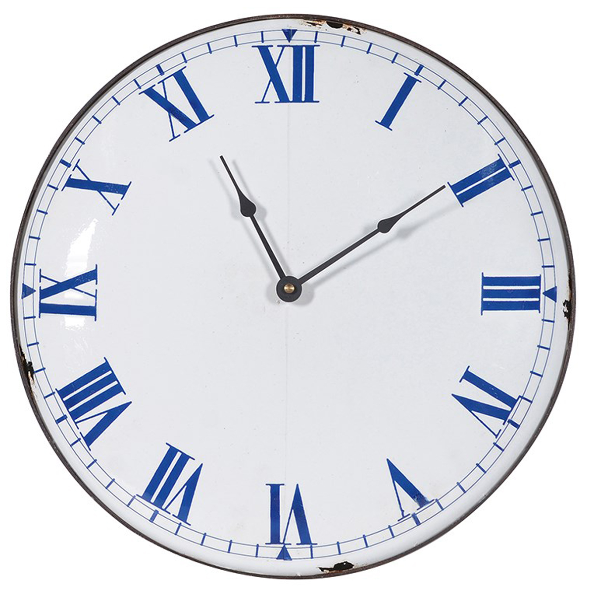 STN1242 Antique Vintage Style Blue White Clock - Interior Flair