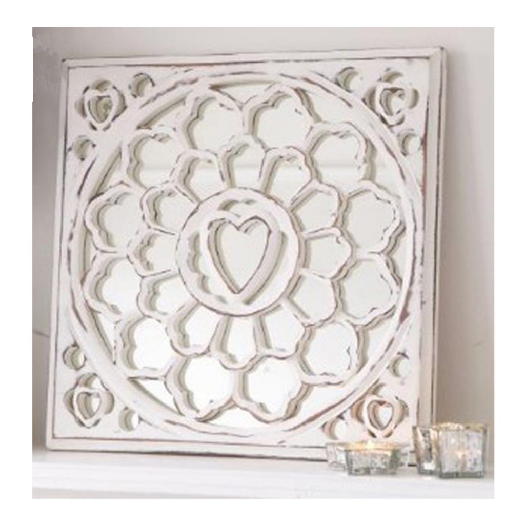 Heart White Wooden Square Wall Panel - Interior Flair