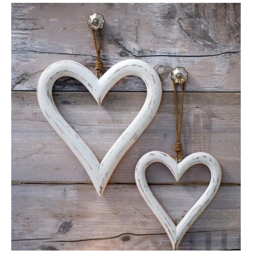 Pair of White Heart Decorations - Interior Flair