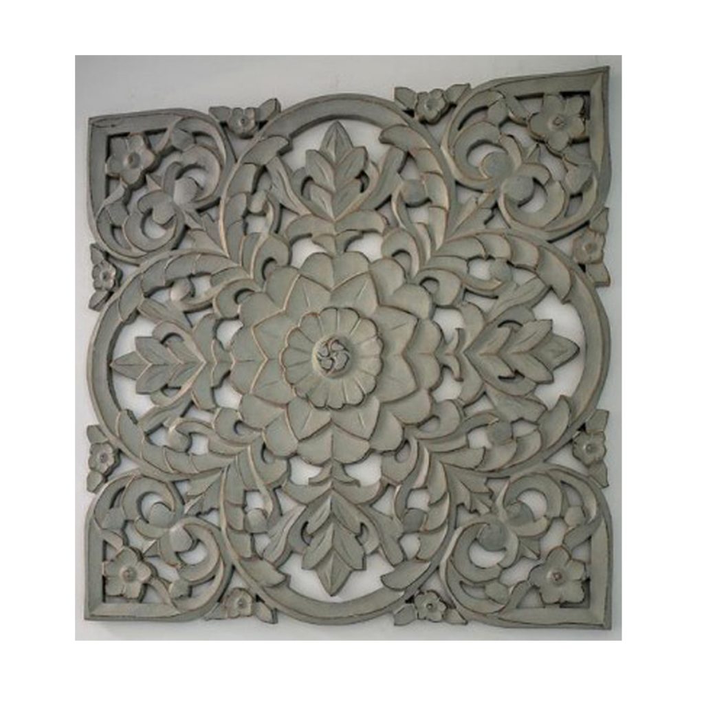 Large Ornate Grey Square Wall Panel - Interior Flair