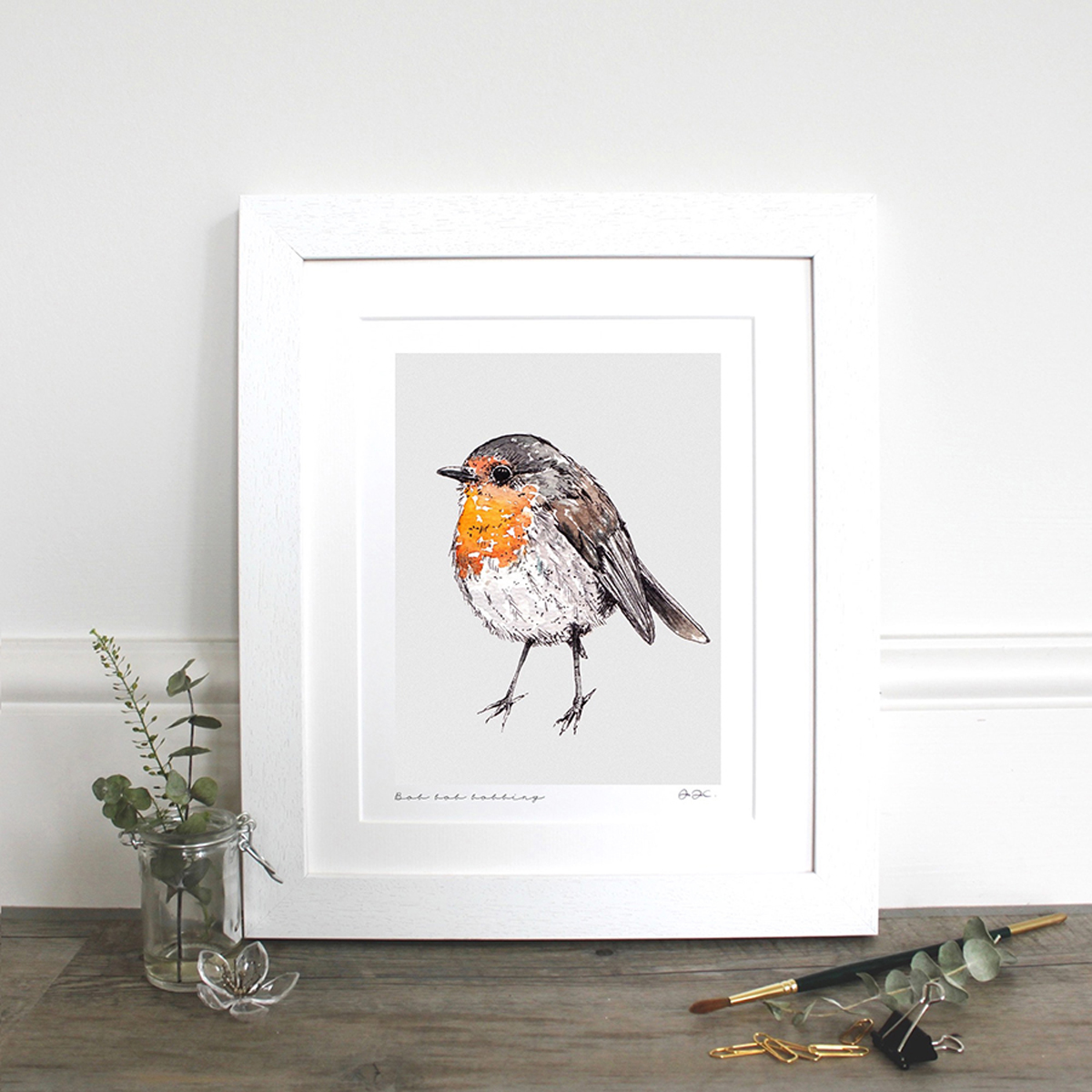 GP37 Red Robin Bird Fine Art Print - Interior Flair