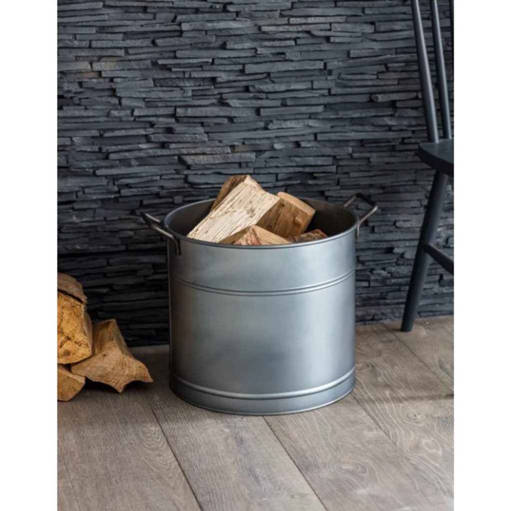 Large Grey Planter Log Bucket - Interior Flair