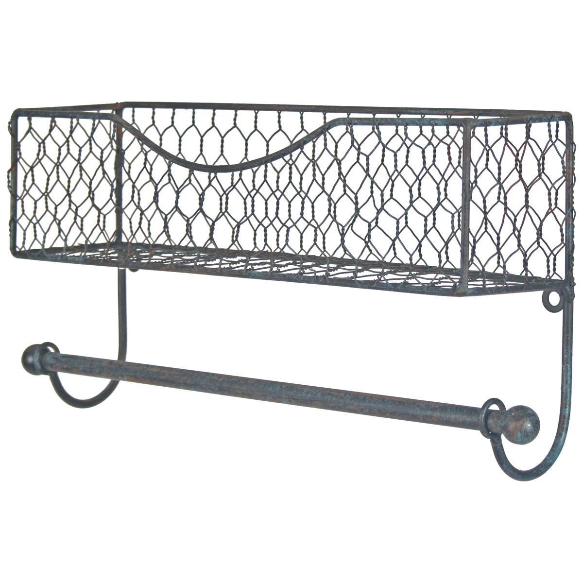 3858 Black Wire Shelf With Towel Rail Interior Flair 3858-black-wire-shelf-with-towel-rail-interior-flair