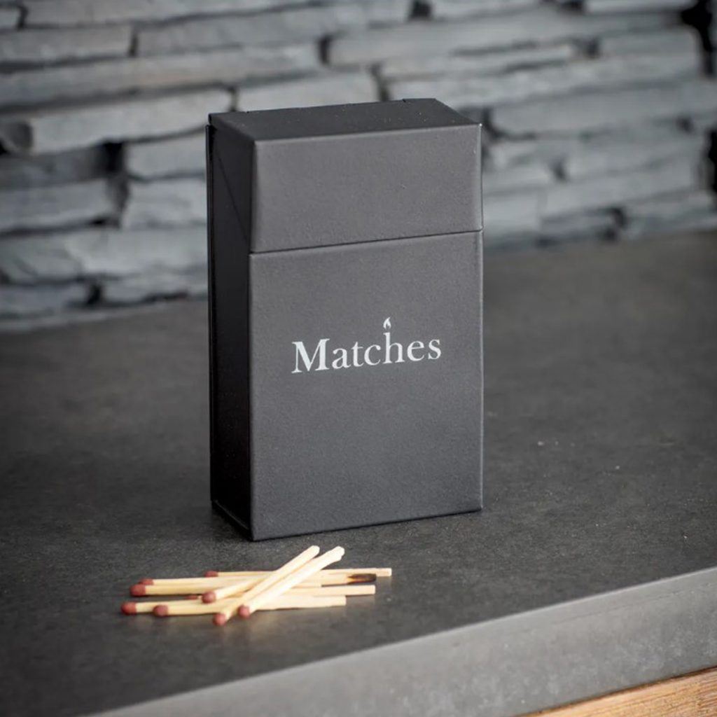 Dark Grey Steel Match Box Container - Interior Flair