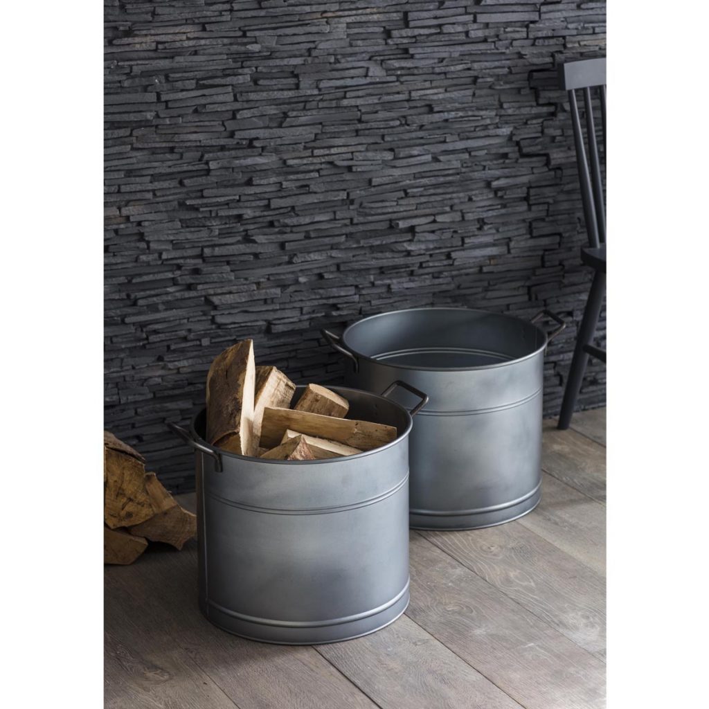 Grey Galvanised Steel Buckets Set of 2 - Interior Flair