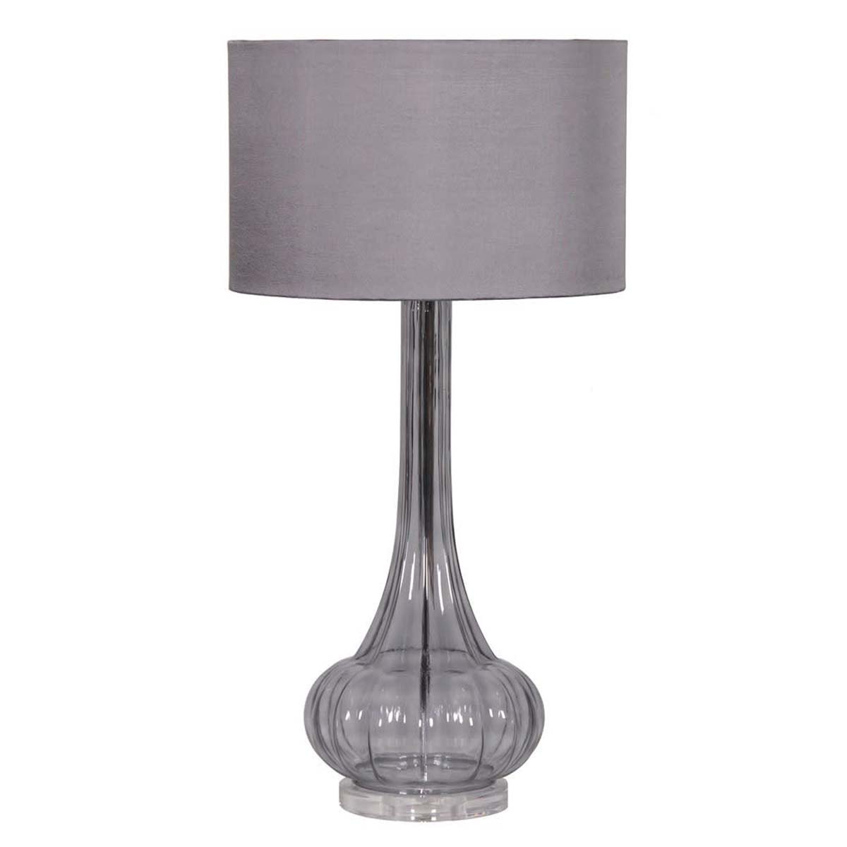 UTL002 Tall Smoked Glass Grey Lamp - Interior Flair