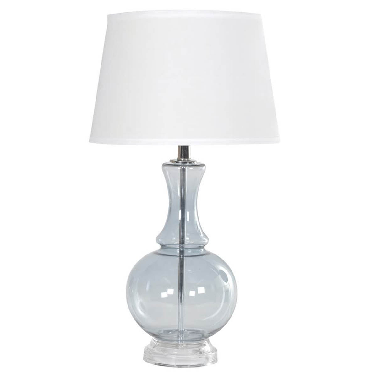 UTL013 Tall Grey Glass Lamp with Shade - Interior Flair