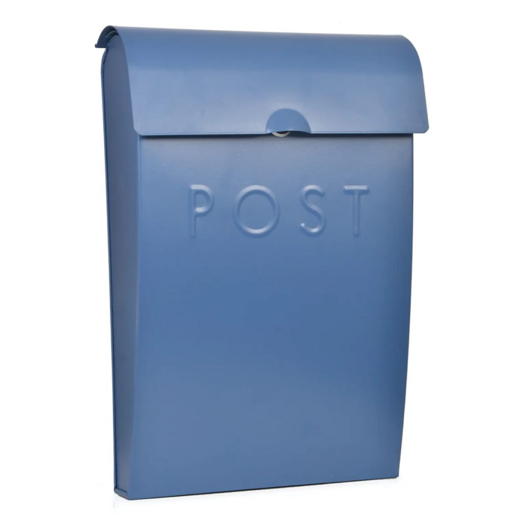 Lulworth Blue Steel Wall Post Box - Interior Flair