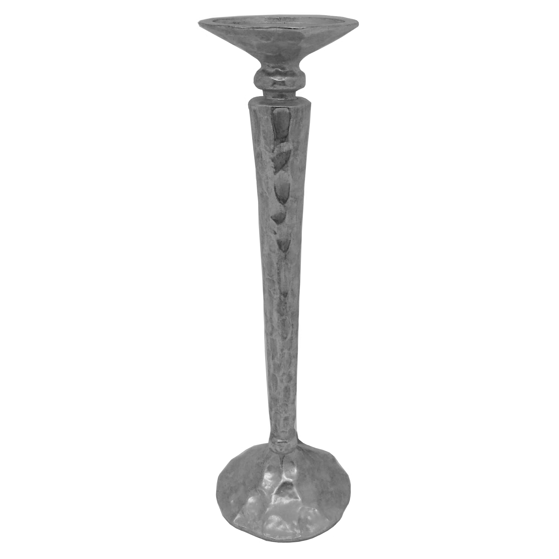 21029 Silver Hammered Effect Candle Stand - Interior Flair