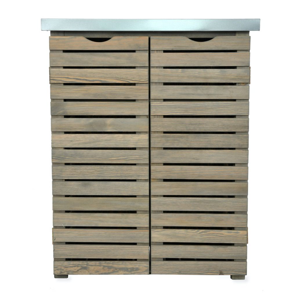 Contemporary Slatted Wooden Storage Unit - Interior Flair