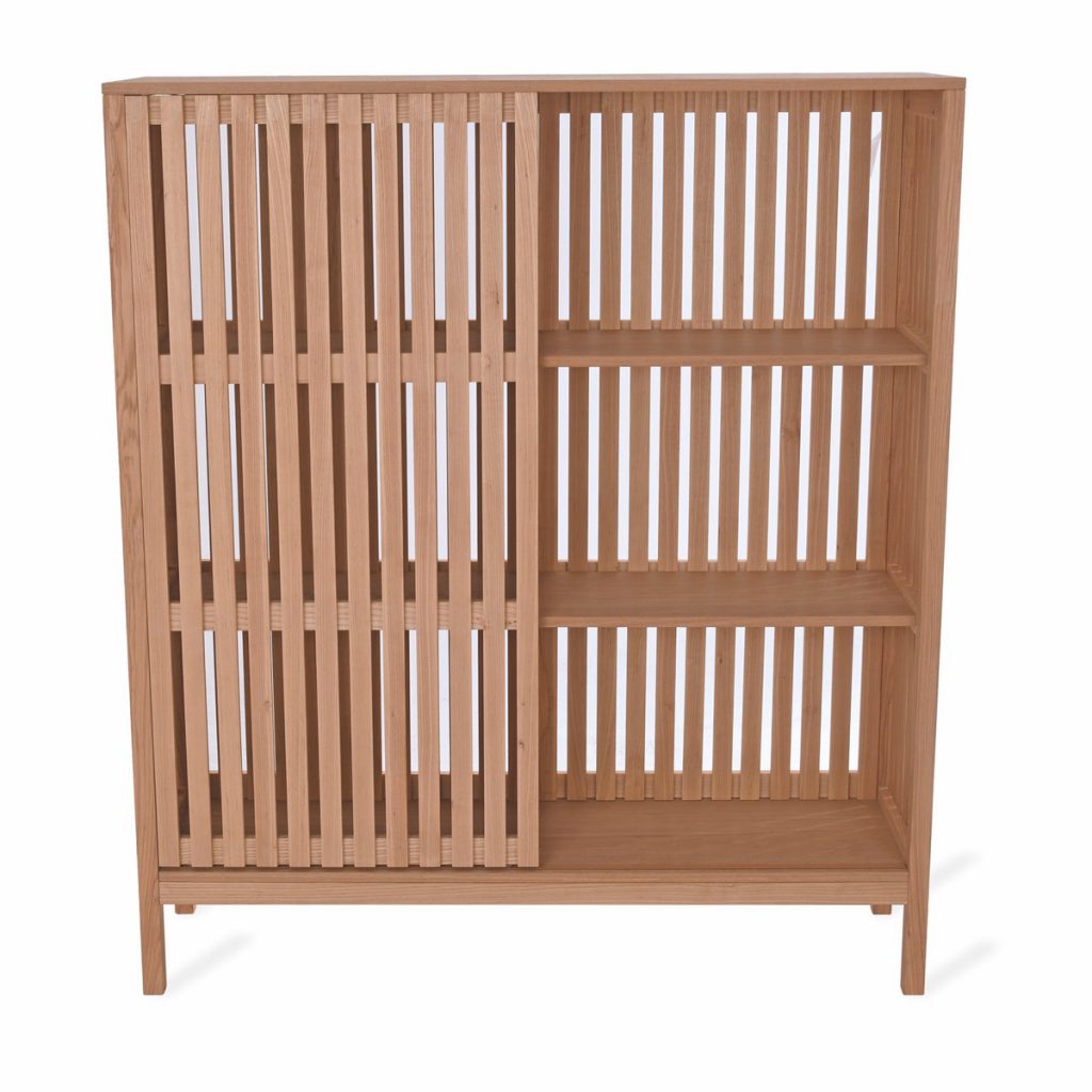Elegant Wooden Slatted Storage Unit - Interior Flair