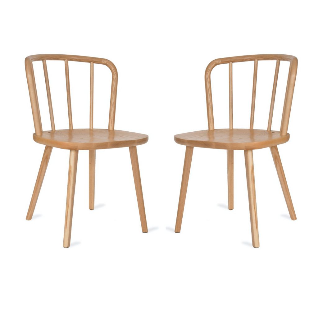 Pair Natural Curved Back Chairs - Interior Flair